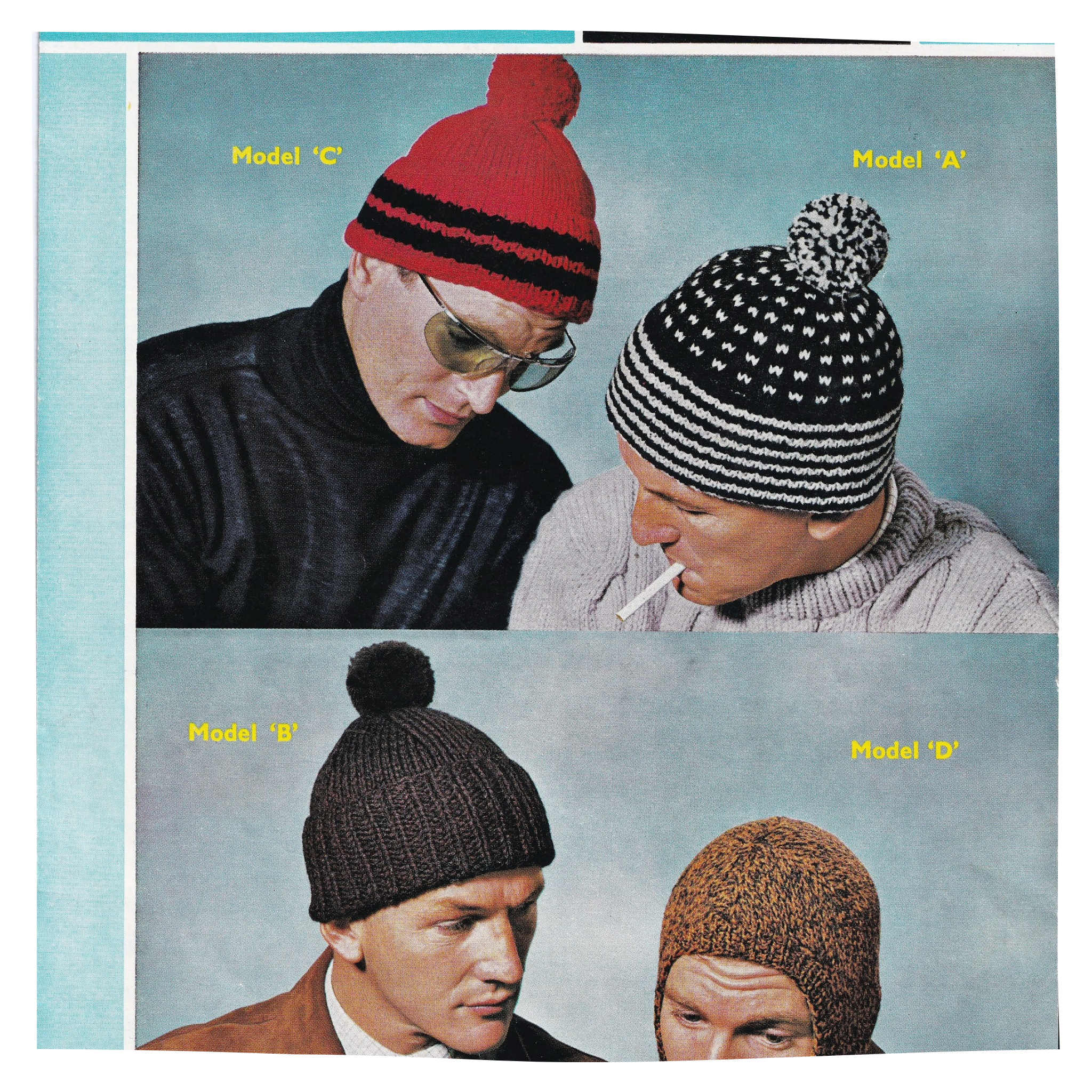 Vintage Knitting Pattern for Men's Caps and Helmet Hat Set – Vintage ...